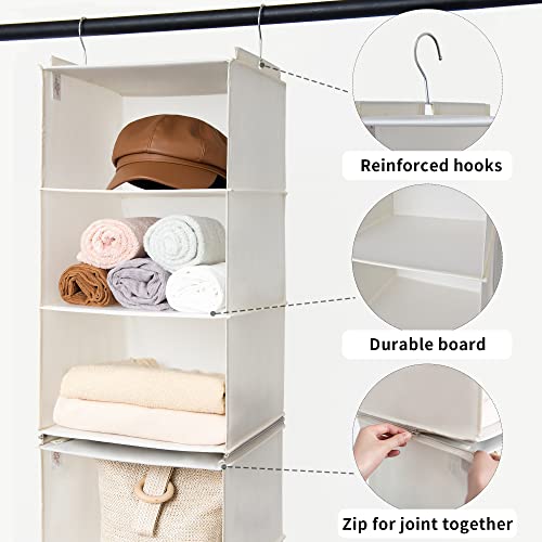 GRANNY SAYS 6-Shelf Hanging Closet Shelves, Separable to 2 Pack 3-Shelf Closet Shelves Organizer, Hanging Organizers and Storage for Living Room, Beige