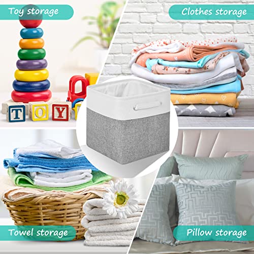 FinishingBo Cube Storage Bins 11” x 11" x 11” Cloth Baskets for Storage with Fabric Handles for Shelf, Closet, Nursery, Office Organizer, Set of 6