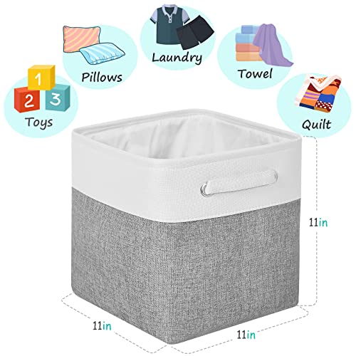 FinishingBo Cube Storage Bins 11” x 11" x 11” Cloth Baskets for Storage with Fabric Handles for Shelf, Closet, Nursery, Office Organizer, Set of 6