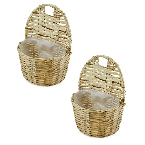 AuldHome Wall Pocket Baskets (2-Pack, Natural); Hanging Flower Door Baskets