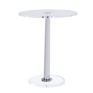 MEETLAKE Clear Acrylic Table with Cone Metal Pole (Large, Silver) …