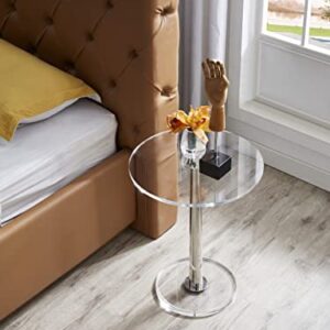 MEETLAKE Clear Acrylic Table with Cone Metal Pole (Large, Silver) …