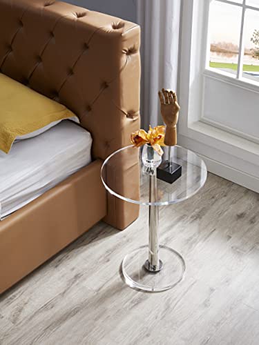 MEETLAKE Clear Acrylic Table with Cone Metal Pole (Large, Silver) …