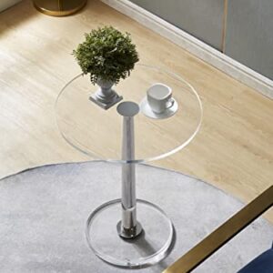 MEETLAKE Clear Acrylic Table with Cone Metal Pole (Large, Silver) …