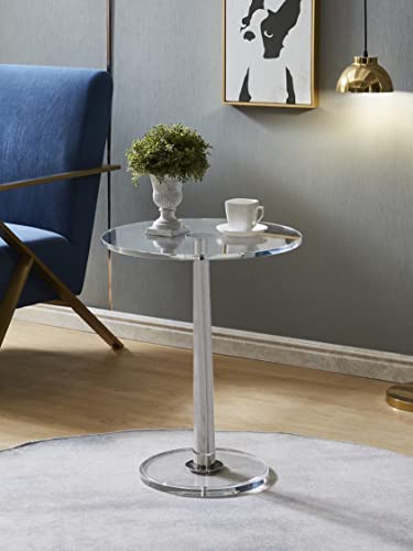 MEETLAKE Clear Acrylic Table with Cone Metal Pole (Large, Silver) …