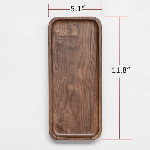 muso wood Walnut Serving Tray Solid Wood Small Tray Rectangle Platter Bathroom Tray Dinner Tray Tea Tray Coffee Tray (11.8 x 5 in)