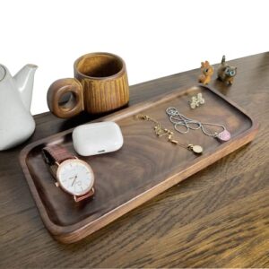 muso wood Walnut Serving Tray Solid Wood Small Tray Rectangle Platter Bathroom Tray Dinner Tray Tea Tray Coffee Tray (11.8 x 5 in)