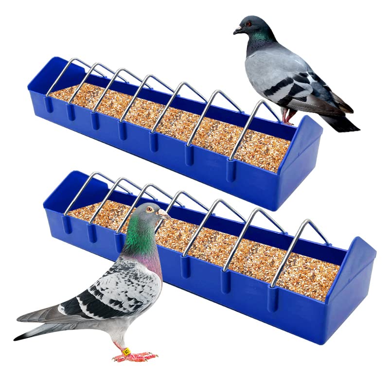 Pigeon Feeder,2pcs Birds Poultry Chicken Duck Parrots Large Feeder Bowl, Thick Durable Slot Container Feeding Dish Food Dispenser Tool