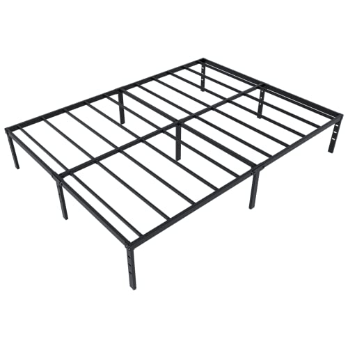 BetLife King Size Bed Frame with Stronger Steel Slat Support/ 16 Inch High Non- Slip Platform/Noise Free Mattress Foundation/No Box Spring Needed/Black