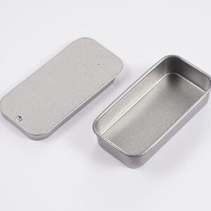 JEATHA 10Pcs Mini Metal Tin Containers with Sliding Cover Lids Portable Rectangular Box for Lip Balm Solid Perfumes Spices Silver One Size