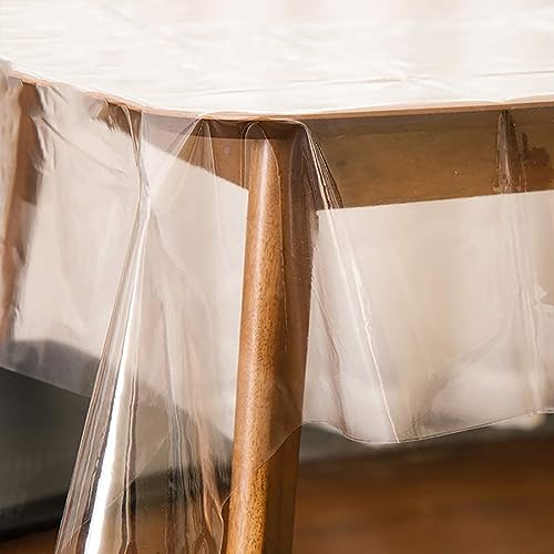 LIBERECOO Clear Tablecloth Square Vinyl Protector Waterproof Oil-Proof Plastic Table Cover Transparent Sheet 52 x 52 Inch