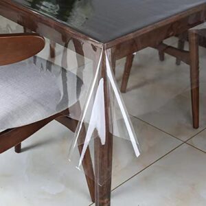 LIBERECOO Clear Tablecloth Square Vinyl Protector Waterproof Oil-Proof Plastic Table Cover Transparent Sheet 52 x 52 Inch