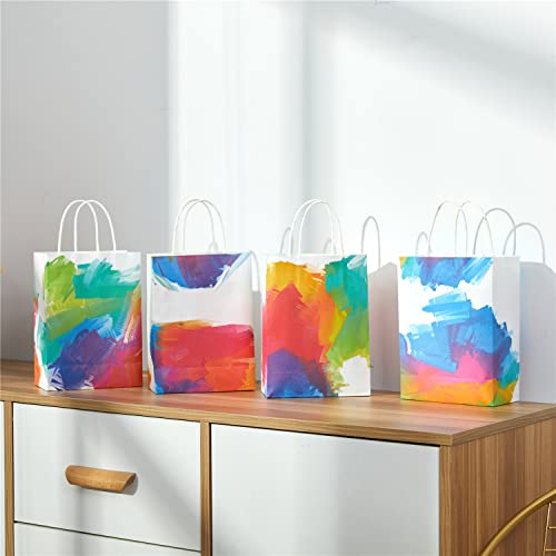 24 Pack Small Party Favor Bags Goodie Bags for Birthday Party Gift Bags With Handle(Watercolor)