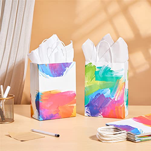 24 Pack Small Party Favor Bags Goodie Bags for Birthday Party Gift Bags With Handle(Watercolor)