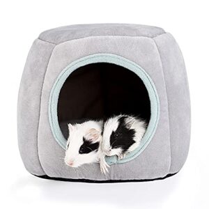 oneju guinea pig bed, guinea pig hideout, rabbit bed, bunny hideout, guinea pig cage accessories for guinea pig, bunny, hamster, chinchilla, ferry, rabbit and other small animals - gray