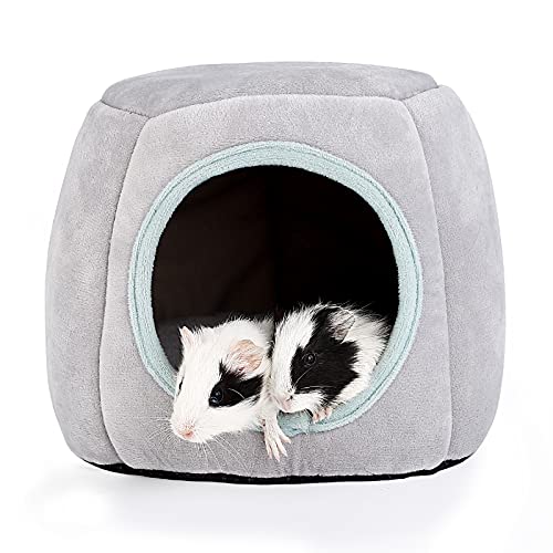 ONEJU Guinea Pig Bed, Guinea Pig Hideout, Rabbit Bed, Bunny Hideout, Guinea Pig Cage Accessories for Guinea Pig, Bunny, Hamster, Chinchilla, Ferry, Rabbit and Other Small Animals - Gray