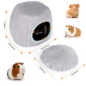 ONEJU Guinea Pig Bed, Guinea Pig Hideout, Rabbit Bed, Bunny Hideout, Guinea Pig Cage Accessories for Guinea Pig, Bunny, Hamster, Chinchilla, Ferry, Rabbit and Other Small Animals - Gray