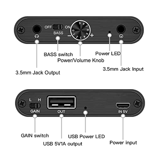 Headphone Amplifier HIGI Impedance Headphone Amp Support 3.5mm AUX Input which can be Used with Either MAC, Mobile Phone, PS4, PS5, Laptop or Desktop System (AA012 Headphone Amplifier)