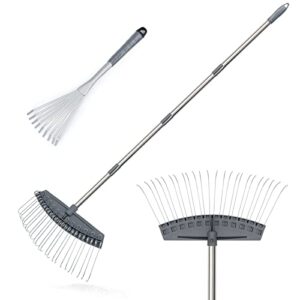 altdoff yard thatch rake adjustable and hand rake, leaf rake set, garden rake used for lawns, leaves, thatch, gravel, suitable rakes for gardening