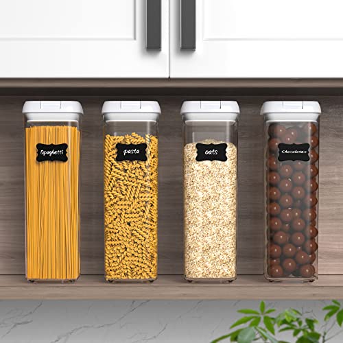 Tiawudi 4 Pack Pasta Storage Containers, Clear Airtight Food Storage Containers for Kitchen Organization, Pantry Organization and Storage, Ideal for Spaghetti, Pasta & Noodles, 1.9L Each