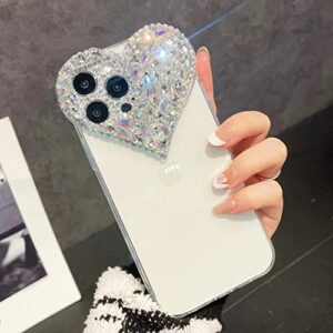 moseza compatible with iphone 13 pro max case,luxury bling rhinestone 3d diamond love case cute glitter sparkle soft silicone tpu case cover for women girls