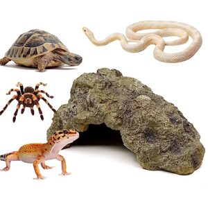 khearpsl large reptile hideout reptile rock hide cave hideaway shelter for bearded dragon lizards snake gecko turtle amphibian habitat decor (large)