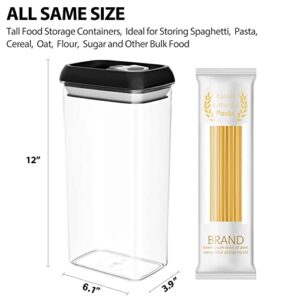 Tiawudi 4 Pack Large Pasta Storage Containers, 3.2L Each, Airtight Food Storage Containers for Kitchen Organization, Pantry Organization and Storage, Ideal for Spaghetti, Pasta & Noodles