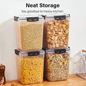 Kootek 5.3L(179Oz) Cereal Containers Storage with Lid for Pantry Organization and Storage, 4pcs Large Airtight Food Storage Containers for Cereal, Flour and Sugar with Pen, Labels, Measuring Spoon