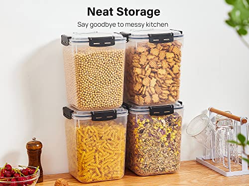 Kootek 5.3L(179Oz) Cereal Containers Storage with Lid for Pantry Organization and Storage, 4pcs Large Airtight Food Storage Containers for Cereal, Flour and Sugar with Pen, Labels, Measuring Spoon