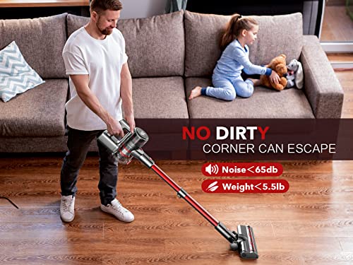 Stick Cordless Vacuum Cleaner with 2200mAh Powerful Lithium Batteries, Up to 35 Mins Runtime, 4 in 1 Lightweight Quiet Vacuum Cleaner Perfect for Hardwood Floor