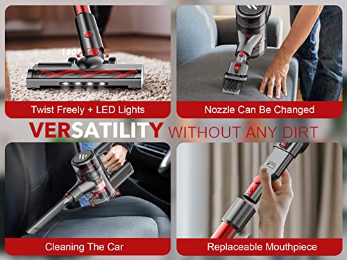 Stick Cordless Vacuum Cleaner with 2200mAh Powerful Lithium Batteries, Up to 35 Mins Runtime, 4 in 1 Lightweight Quiet Vacuum Cleaner Perfect for Hardwood Floor