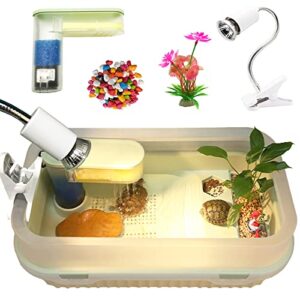 maisseide small turtle aquarium,turtle tank starter kit(tank + light + filter),simulate natural rain environment,turtle habitat - multi-function areas for turtles, crabs, crayfish, small reptiles.