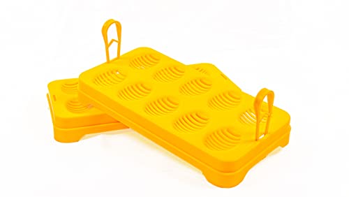 Easy Hatch Reptile Incubation Egg Trays; Each Tray Holds Reptile Eggs Over Incubation Substrate Fits Inside Reptile Incubation Box (3 Pack, Yellow)