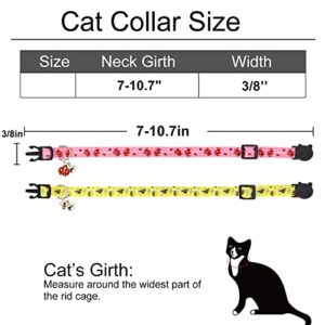 Giecooh Breakaway Cat Collar with Bells, 2 Pack Adjustable Pendant Safety Kitten Collars for Boys & Girls,Bee+Ladybug