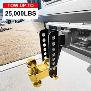 HOPERAN Adjustable Trailer Hitch,6-inch Drop/Rise Trailer Hitch,Fits 2-inch Receiver,Ball Mount Hitch,2" & 2-5/16" Trailer Balls,Tow Hitch for Heavy Duty Truck with Double Pins and Trailer Hitch Lock.