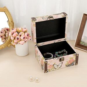 ELLDOO Butterfly Treasure Chest Box, Wooden + PU Leather Storage Decorative Box for Jewelry Trinkets, Keepsakes box for Girls Women Gifts