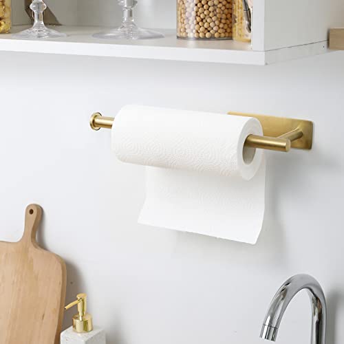 theaoo 2 Packs Paper Towel Holder - Under Cabinet Paper Towel Holder for Kitchen, Adhesive Paper Towel Roll Rack for Bathroom Towel, Wall Mounted Matte Black Paper Towel Rack, SUS304 Stainless Steel…