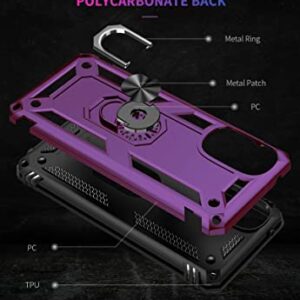 for Moto G 5G Case, Moto G 5G 2022 Phone Case with Screen Protector, [Military Grade 16ft. Drop Tested] Magnetic Ring Holder Kickstand Protective Phone Case for Motorola Moto G 5G (2022), Purple