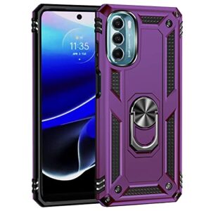 for Moto G 5G Case, Moto G 5G 2022 Phone Case with Screen Protector, [Military Grade 16ft. Drop Tested] Magnetic Ring Holder Kickstand Protective Phone Case for Motorola Moto G 5G (2022), Purple