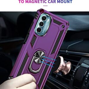 for Moto G 5G Case, Moto G 5G 2022 Phone Case with Screen Protector, [Military Grade 16ft. Drop Tested] Magnetic Ring Holder Kickstand Protective Phone Case for Motorola Moto G 5G (2022), Purple