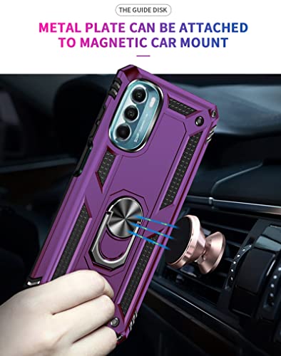 for Moto G 5G Case, Moto G 5G 2022 Phone Case with Screen Protector, [Military Grade 16ft. Drop Tested] Magnetic Ring Holder Kickstand Protective Phone Case for Motorola Moto G 5G (2022), Purple