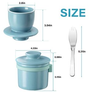 Yangbaga Butter Crock Storage,Porcelain Butter keeper with Silicone Magnet Collar & Butter Knife -Keep Butter Fresh & Soften for Restaurant、Kitchen and Dining Blue