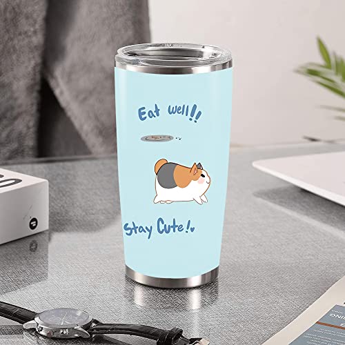 DOINB TIAN Insulated Tumbler Cozy Fat Cat Stainless Steel Coffee Cup 20 Oz Vacuum Tumblers Travel Mug