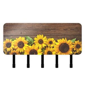 suabo key holder for wall decorative, sunflower on wood mail holder wall mount, wall hooks for hanging