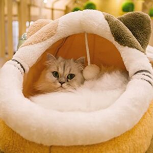 Qucey Cat Beds for Indoor Cats, Cat Cave Bed Cat Tent House Cat Hut with Rovemable Washable Cushioned Pillow, Kitten Beds, Small Dog Bed