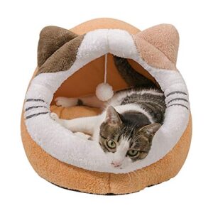 qucey cat beds for indoor cats, cat cave bed cat tent house cat hut with rovemable washable cushioned pillow, kitten beds, small dog bed