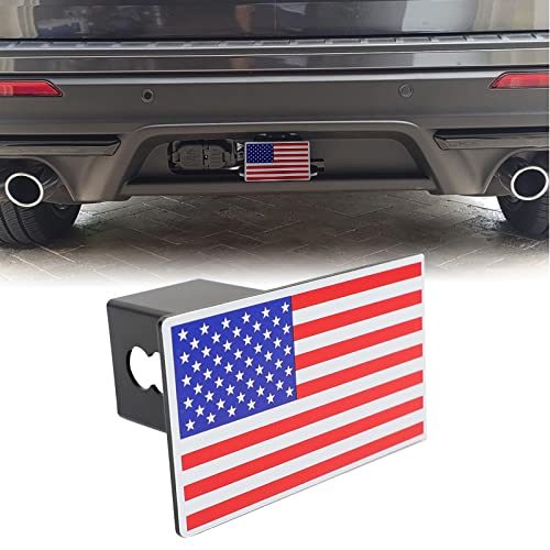 Winunite 2" Trailer Hitch Cover with Locking Pin for Rear Tow Receiver Classic USA American Flag Hitch Receiver Cover for Trucks Cars