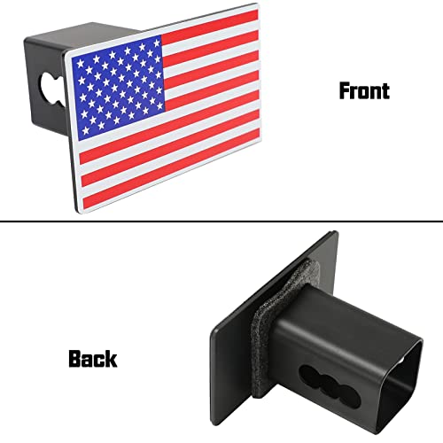 Winunite 2" Trailer Hitch Cover with Locking Pin for Rear Tow Receiver Classic USA American Flag Hitch Receiver Cover for Trucks Cars