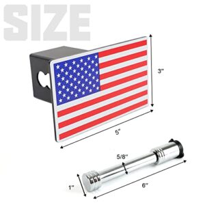 Winunite 2" Trailer Hitch Cover with Locking Pin for Rear Tow Receiver Classic USA American Flag Hitch Receiver Cover for Trucks Cars