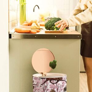 Round Trash Can with Press Lid Running horse and floral seamless for printing on textilesWallpaper Small Garbage Can Trash Bin Dog-proof Trash Can Wooden Legs Waste Bin Wastebasket 7L/1.8 Gallon